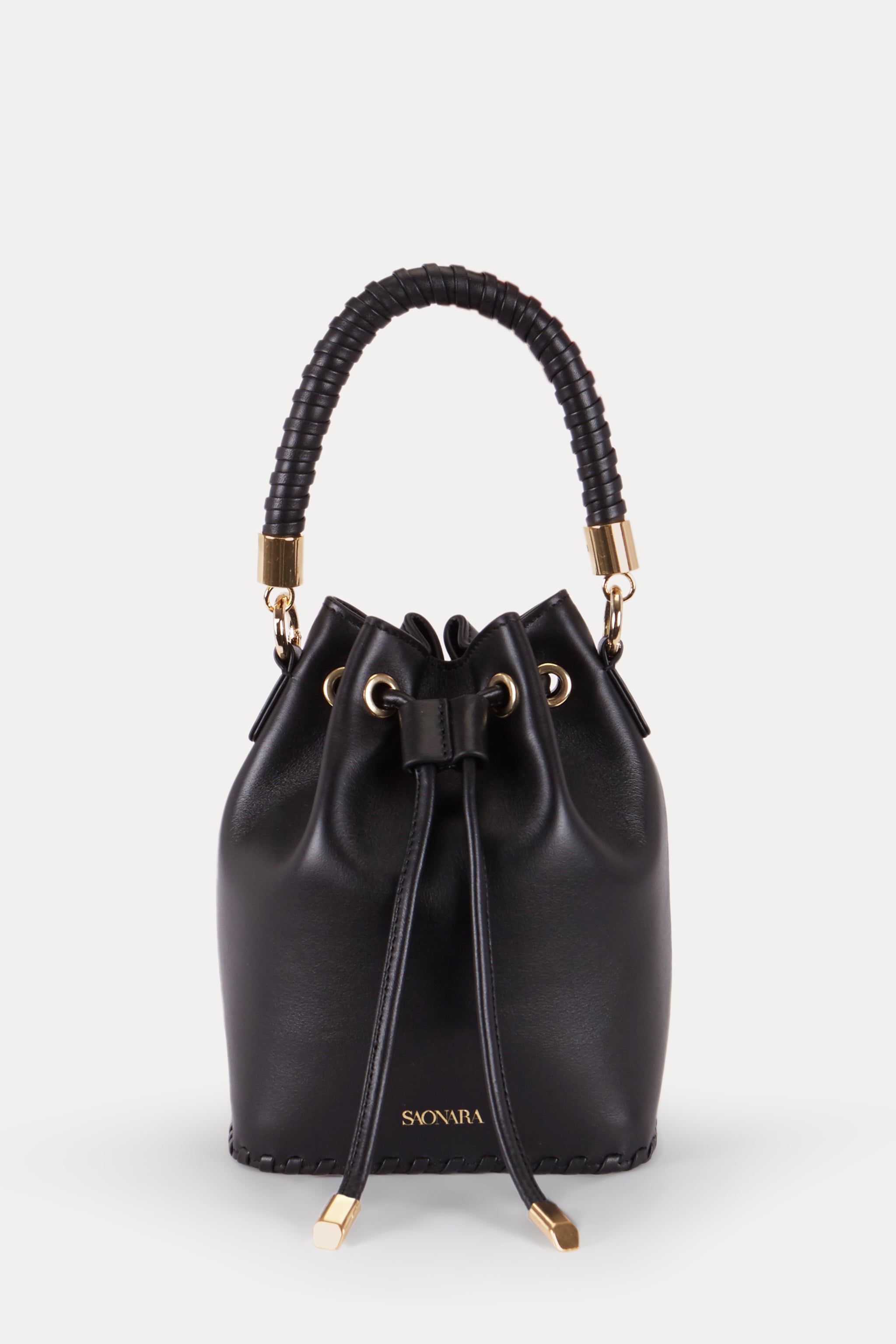 LEATHER BAG MINI BUCKET BLACK | 100% made in Spain - SAONARA